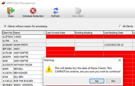 Prohire - GDPR - Redacting client details