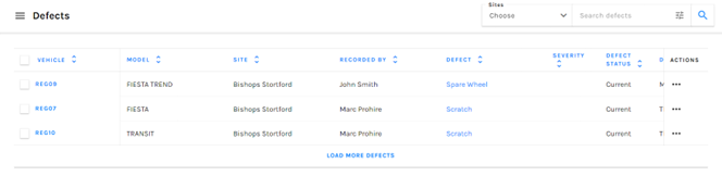 Companion – Fleet defects screen overview